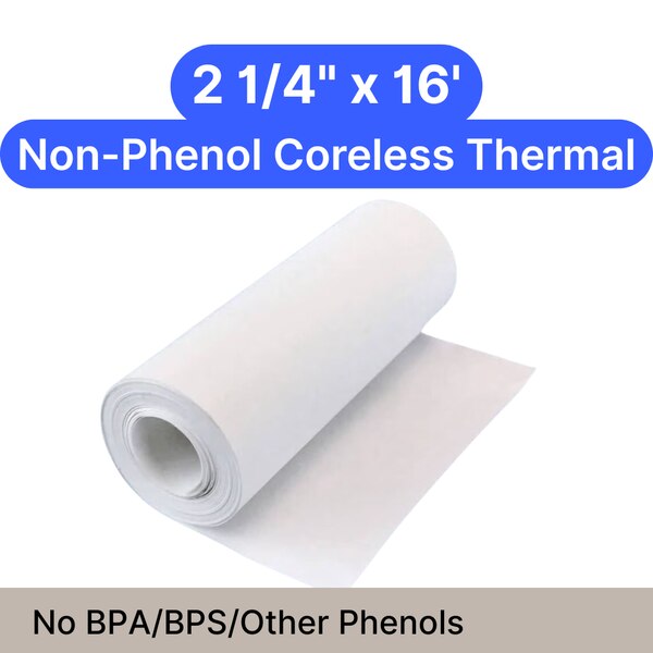 Phenol-Free Coreless 2 1/4" x 16’ Thermal Paper Rolls | Thermal Paper ...